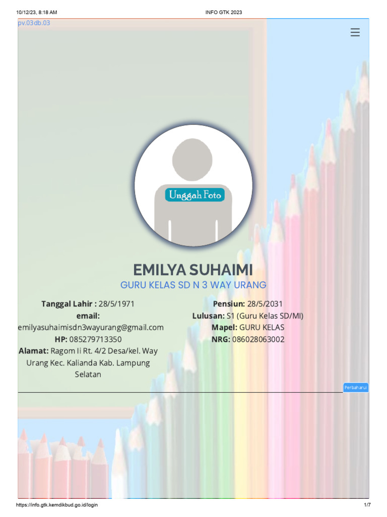 Data Profil Guru Emilya Suhaimi | PDF