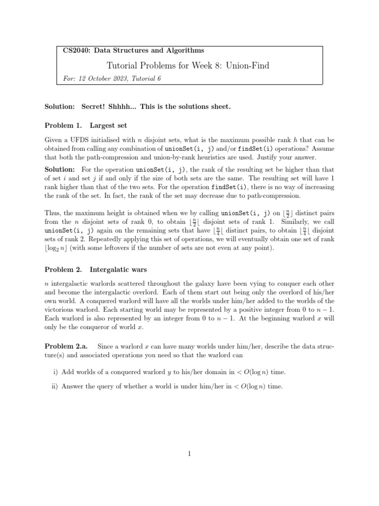 CS2040 Tutorial6 Ans 1 | PDF CS2040 Tutorial6 Ans 1 | PDF