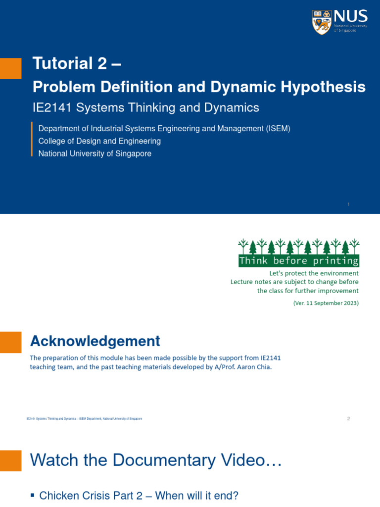 Tutorial 2 Problem Definition and Dynamic Hypothesis Suggested Answers | PDF
