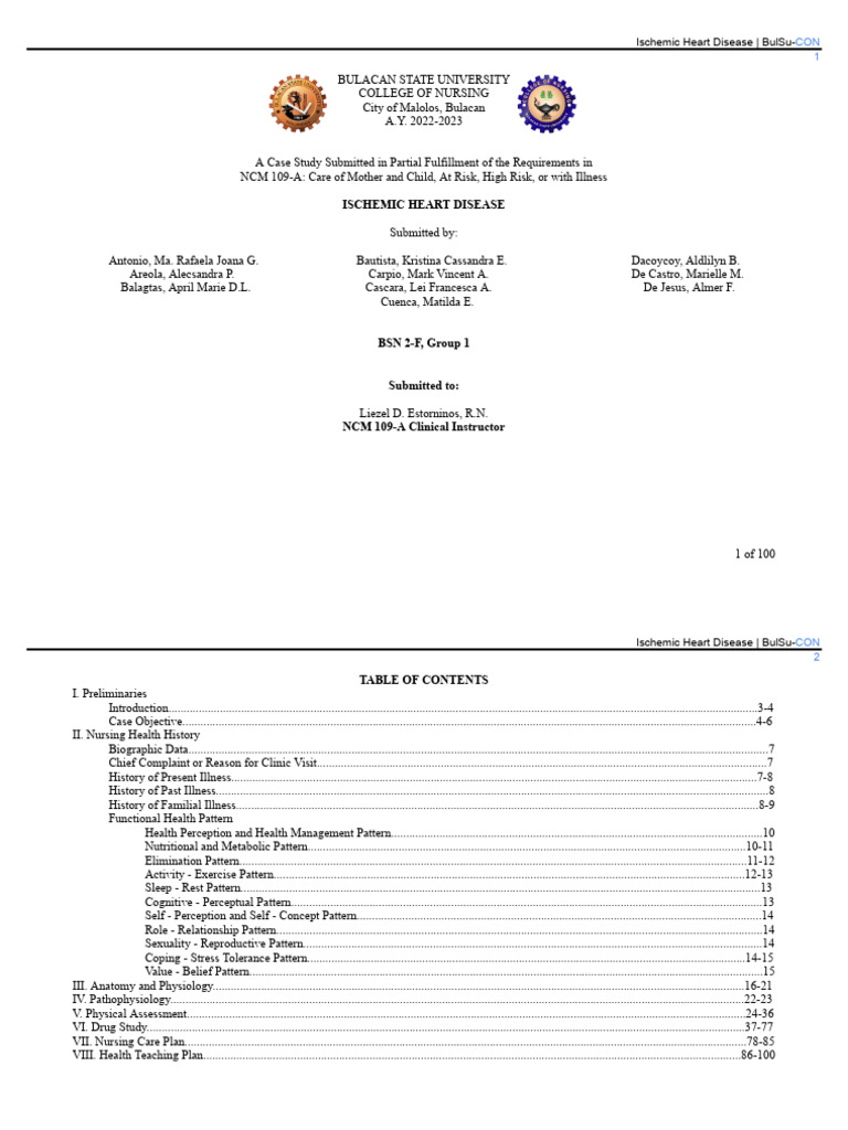 g1 Case Study - Ischemic Heart Disease | PDF
