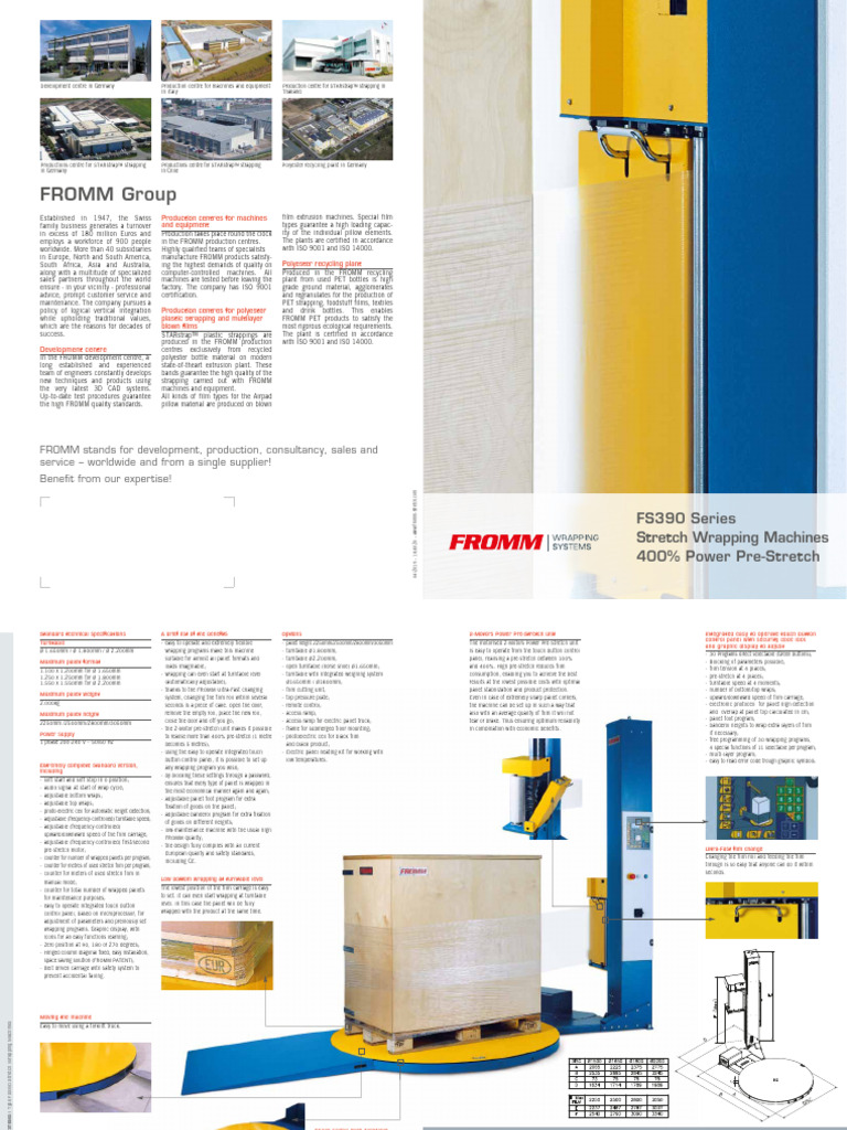 Fromm fs390 Vertical Stretch Wrapping Machine | PDF