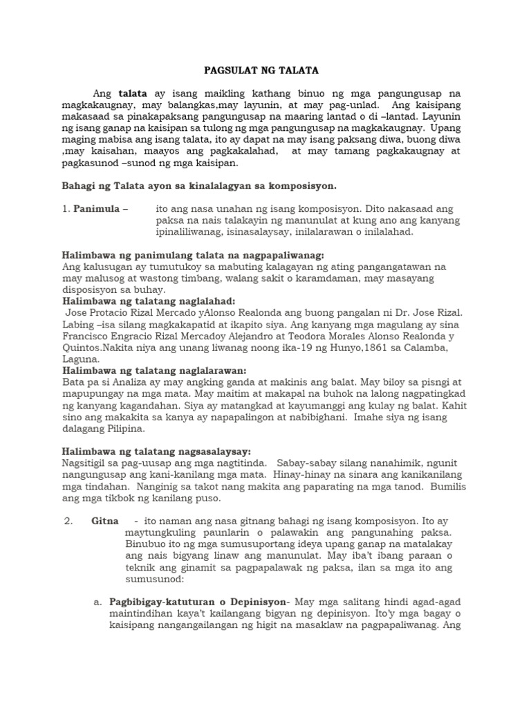 Pagsulat NG Talata | PDF