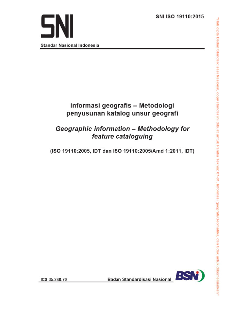 Sni Iso 19110 2015 | PDF