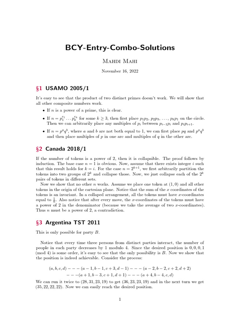 Selected Combinatorics Solutions | PDF | Discrete Mathematics | Mathematics