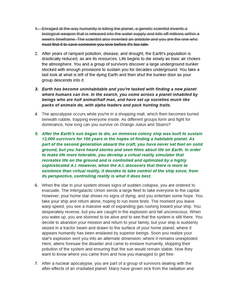 Post-Apocalyptic Sci-Fi Prompts | PDF | Apocalyptic And Post ...