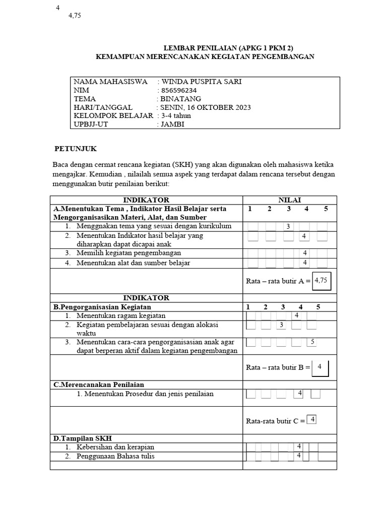 Apkg 1 Dan 2 Dari PKM 2 Dan 3, RKH 4, 5. | PDF