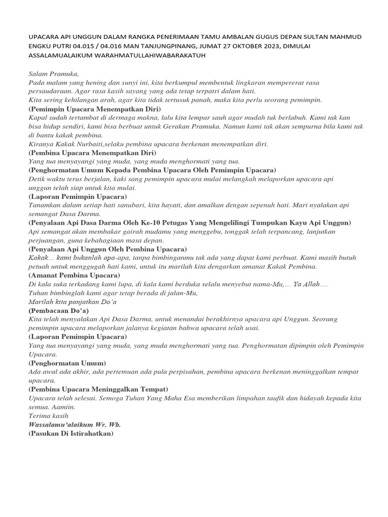 Teks Upacara Api Unggun | PDF