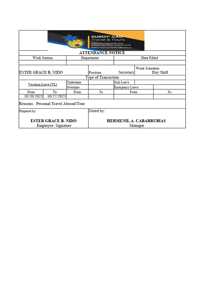E&E LEAVE FORM Final2 | PDF