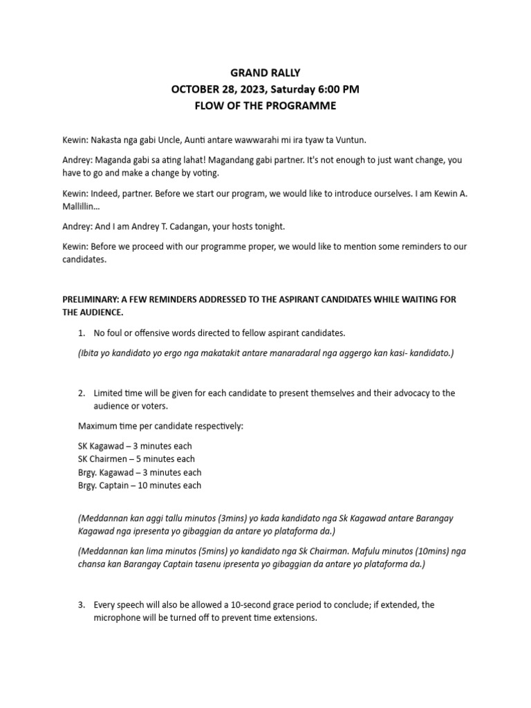 Grand Rally Script | PDF