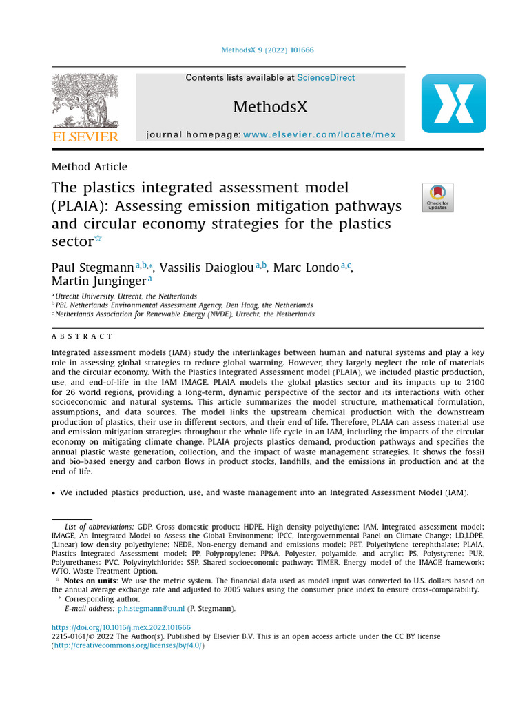 Plastic Integrated Assessment Model | PDF | Recycling | Plastic