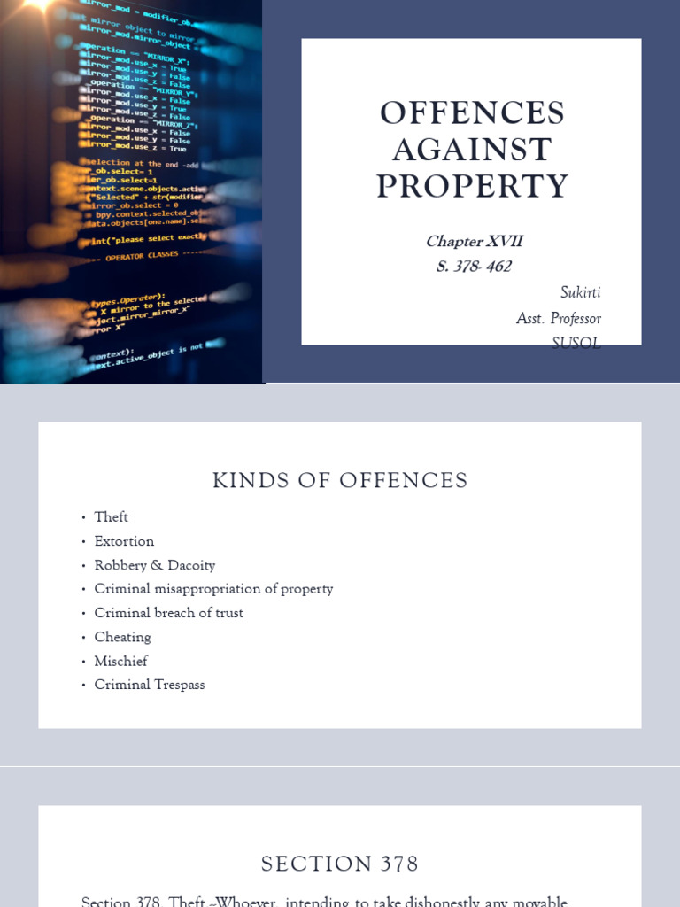 Offences Against Property | PDF | Theft | Robbery