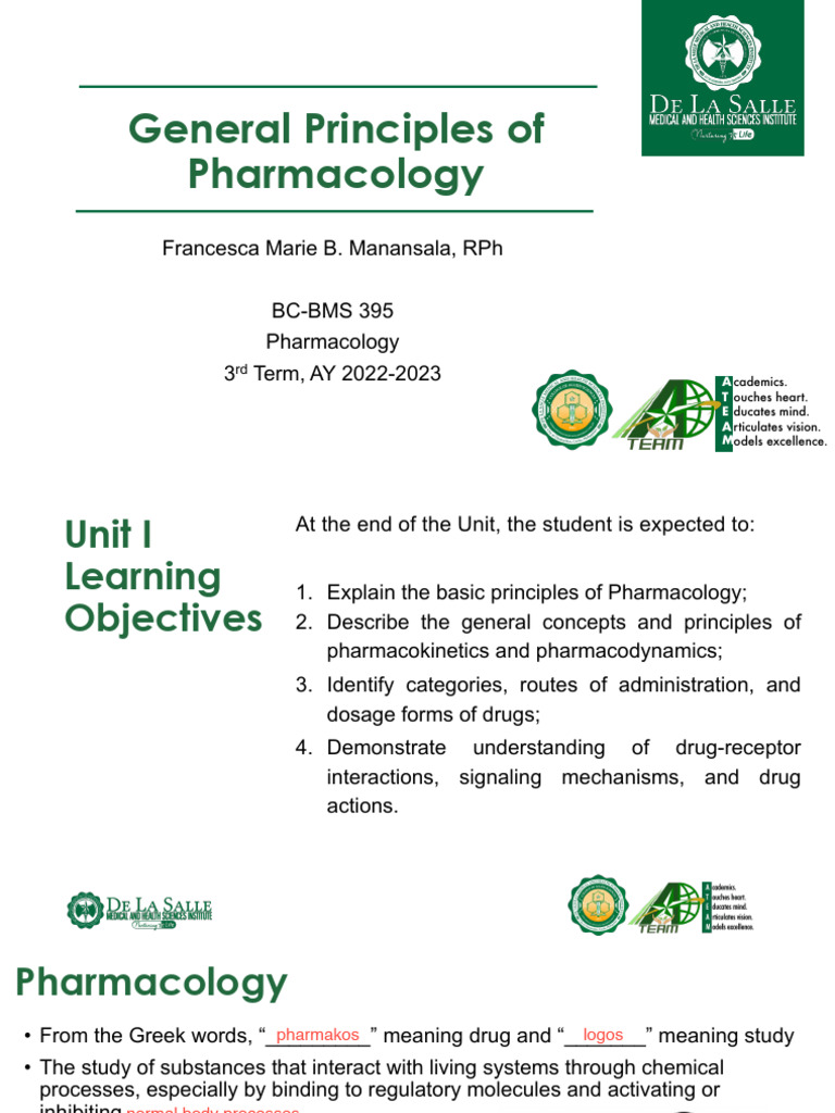 01 - General Principles of Phamacology (Intro) | PDF | Pharmacology ...