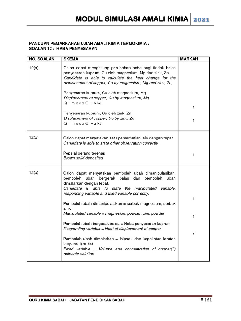 Jawapan MODUL SIMULASI AMALI KIMIA | PDF
