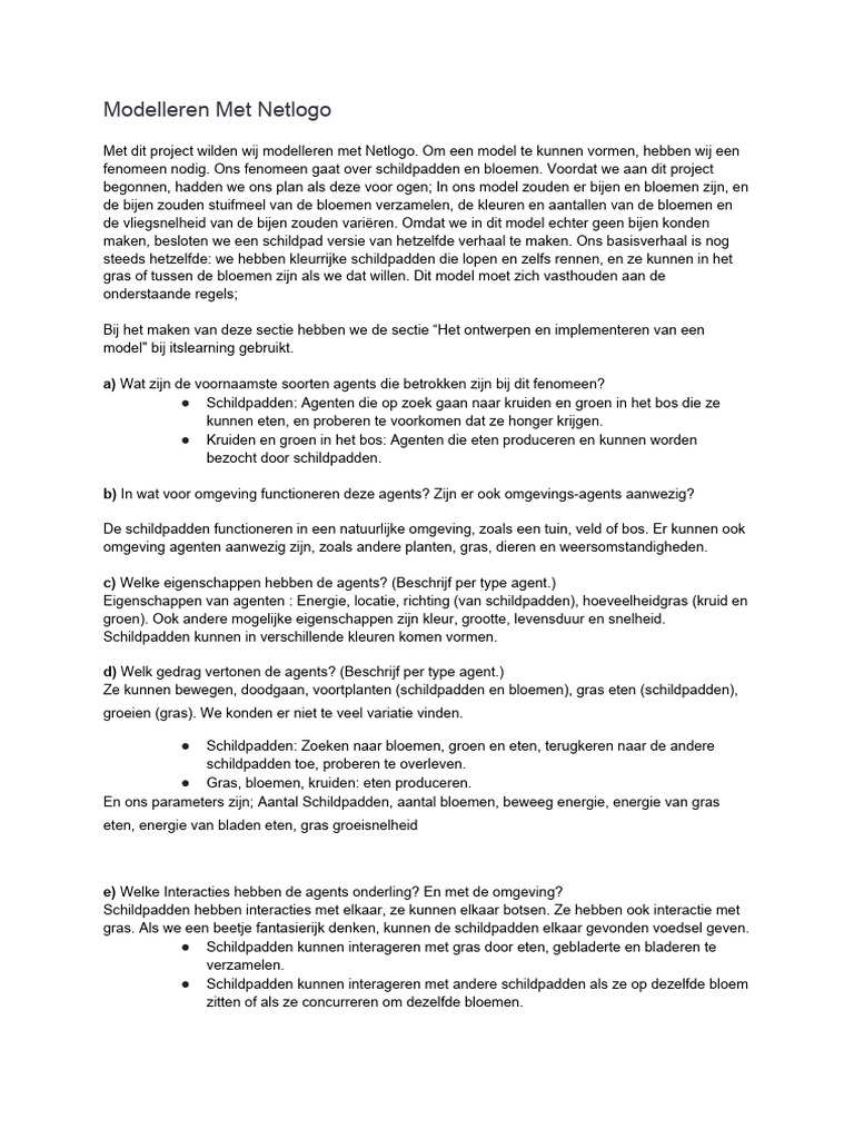 Netlogo Modelleren | PDF