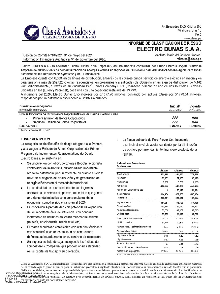 Informe Final Electro Dunas Dic20 | PDF | Gobierno corporativo | Perú