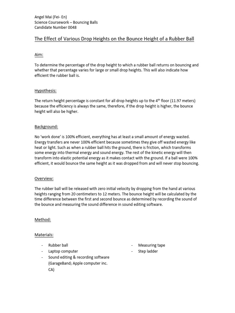 Ball Bounce Height Experiment Analysis | PDF | Classical Mechanics ...