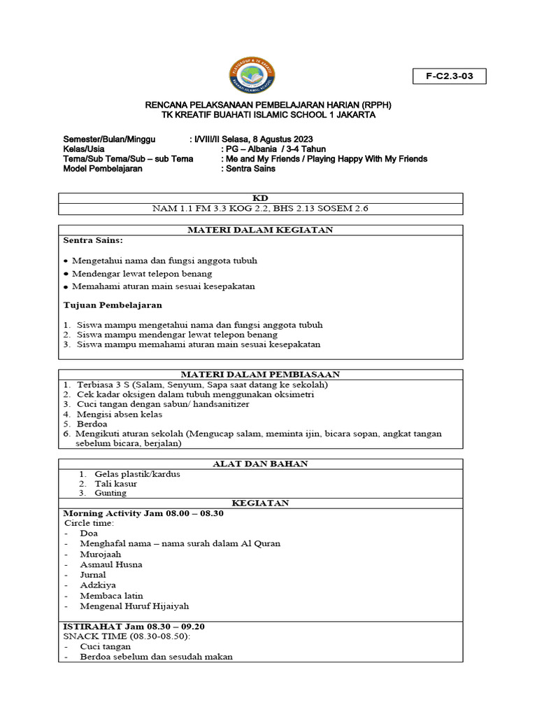 LP Pg2 Sains Pekan 2 | PDF | Seni & Disiplin Bahasa