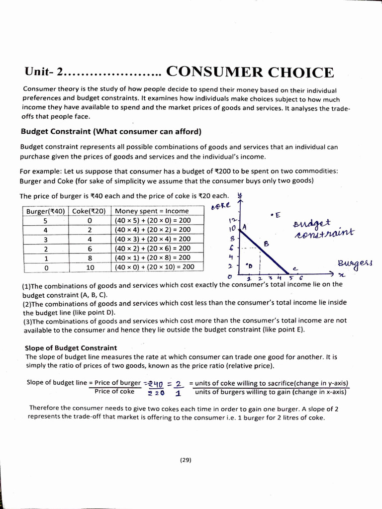 Unit-2 Consumer Choice | PDF