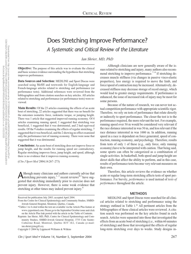 Does Stretching Improve Performance A Systematic.4 | PDF