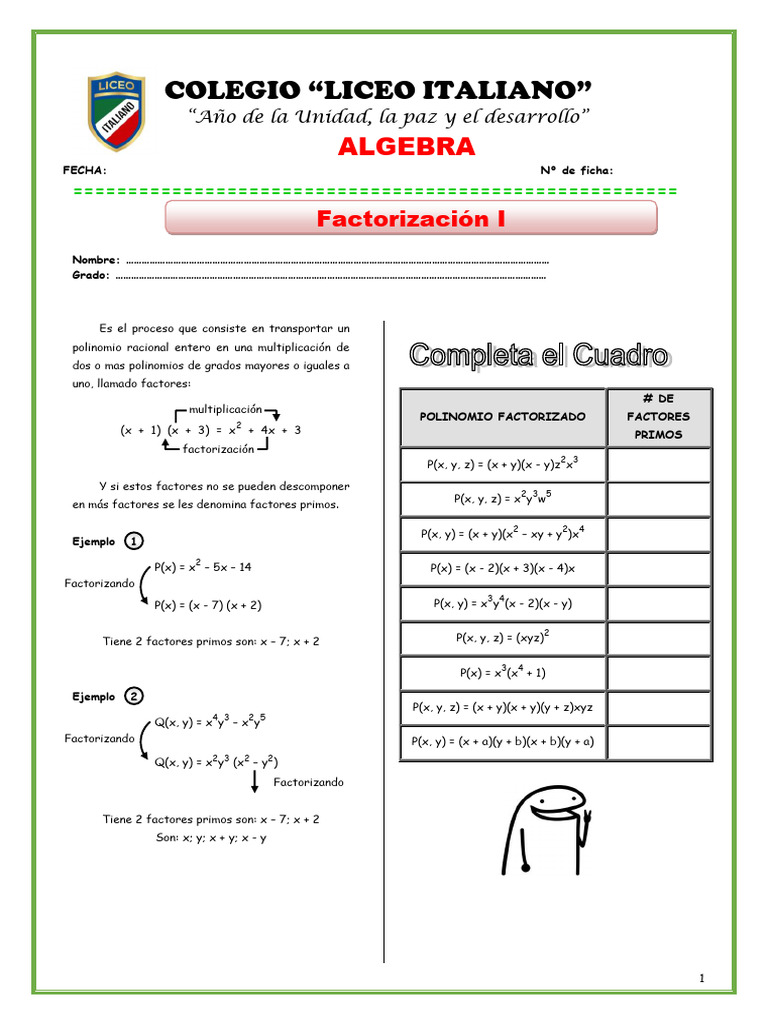 Colegio "Liceo Italiano": Algebra | PDF