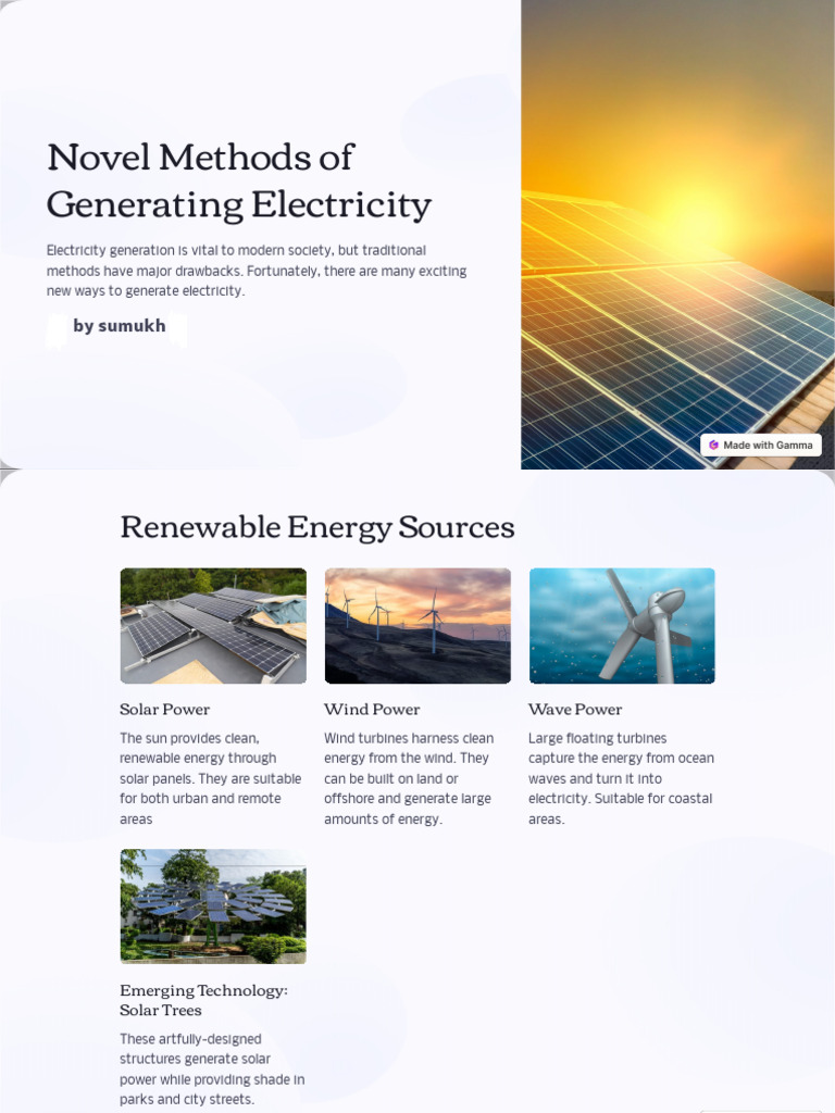 Novel Methods of Generating Electricity | PDF | Electricity Generation ...
