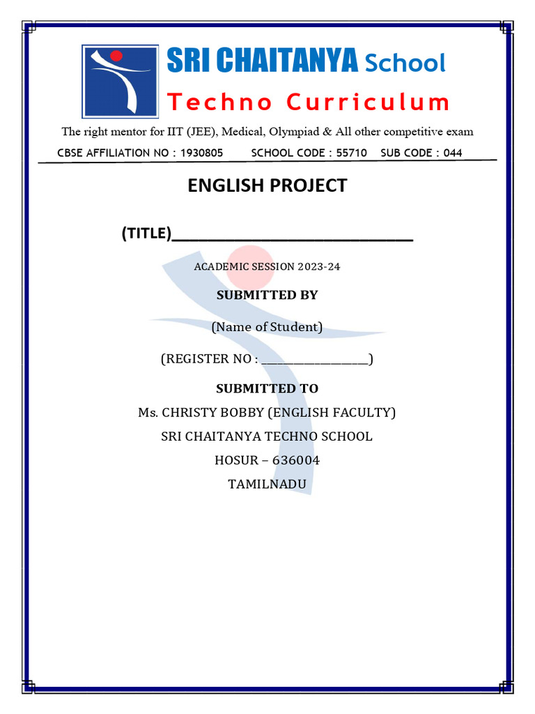 English Project Front Page-1 | PDF