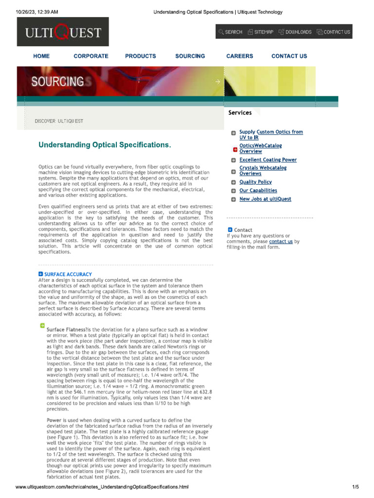 Understanding Optical Specifications | PDF