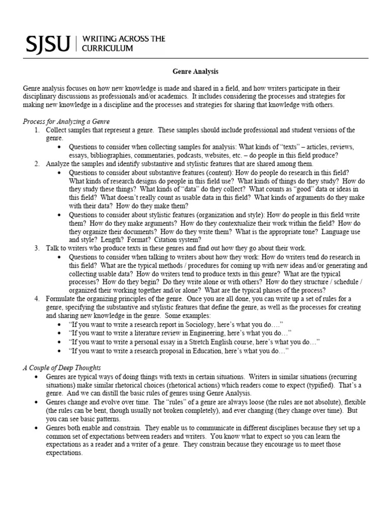Understanding Genre Analysis Processes | PDF | Career & Growth | Social ...