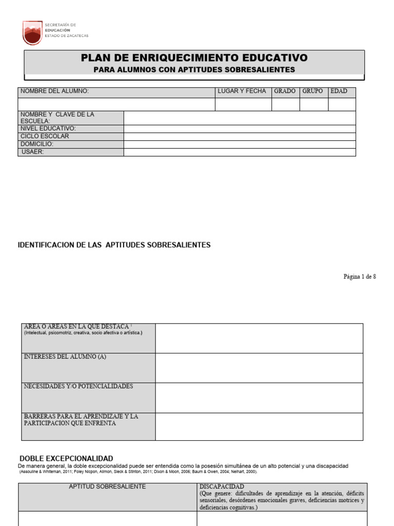 Formato de Enriquecimiento As | PDF | Evaluación | Plan de estudios