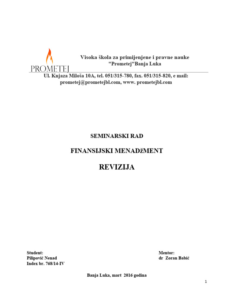 Fin Menadž, Revizija Nenad | PDF
