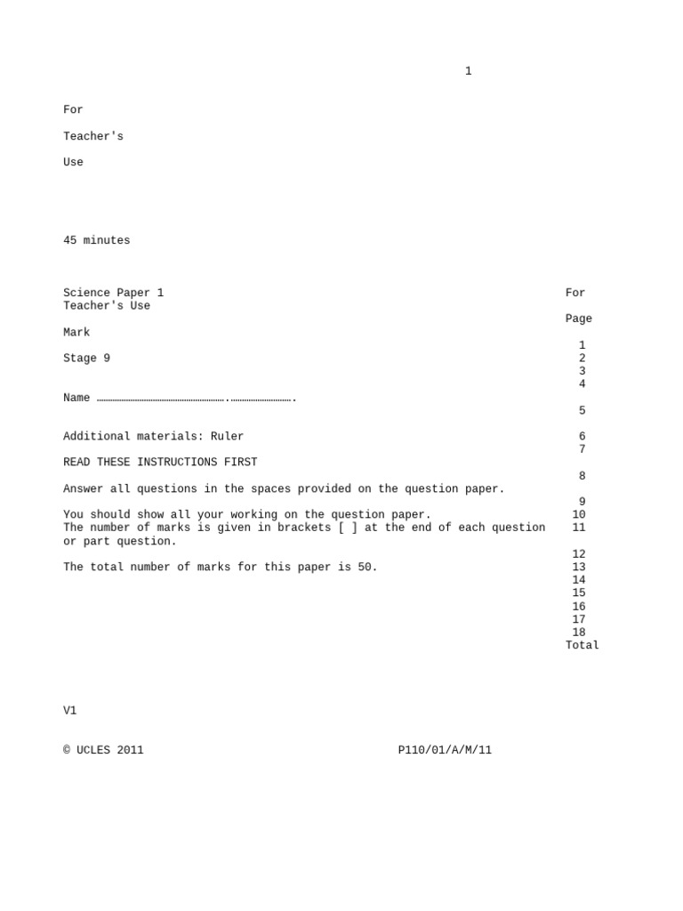 Secondary Progression Test Stage 9 Science Paper 1 | PDF | Atoms ...