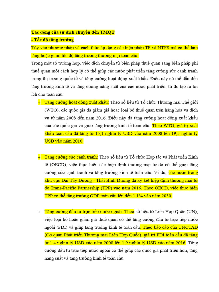 Tác động của sự dịch chuyển đến TMQT | PDF