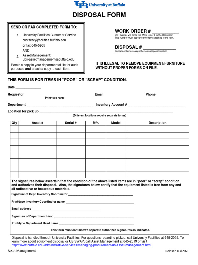 Sample Disposal Form Template | PDF
