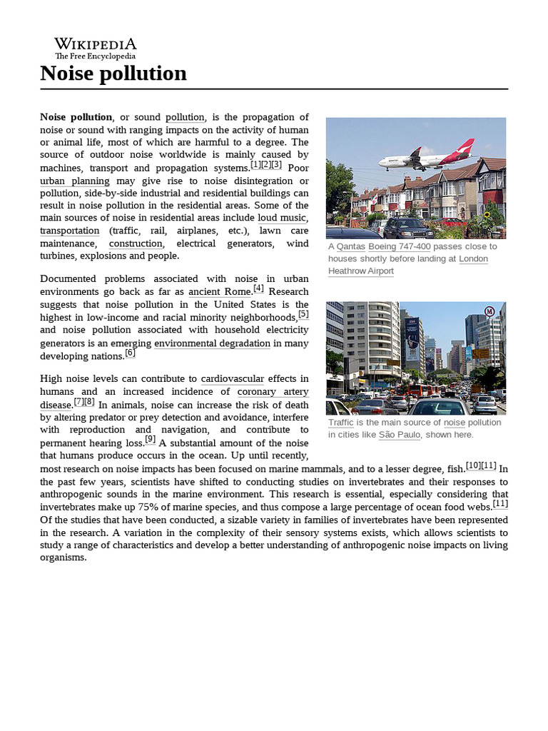 Noise Pollution | PDF | Social Science | Science & Mathematics