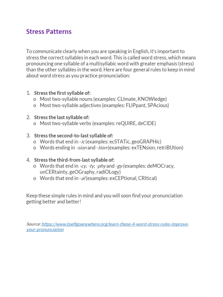 Stress Patterns | PDF