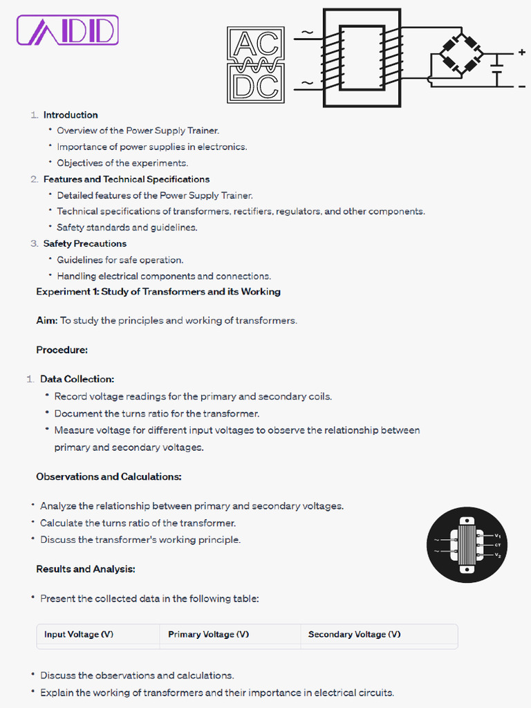 Power Supply Trainer | PDF