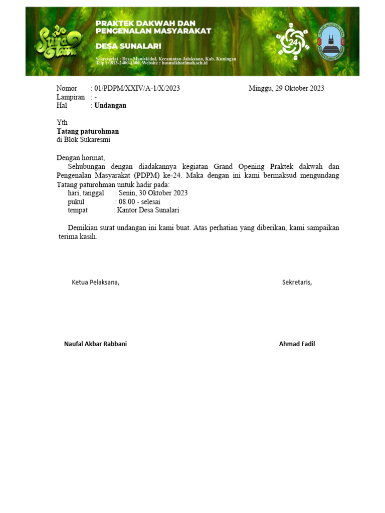 Surat Undagan Go | PDF