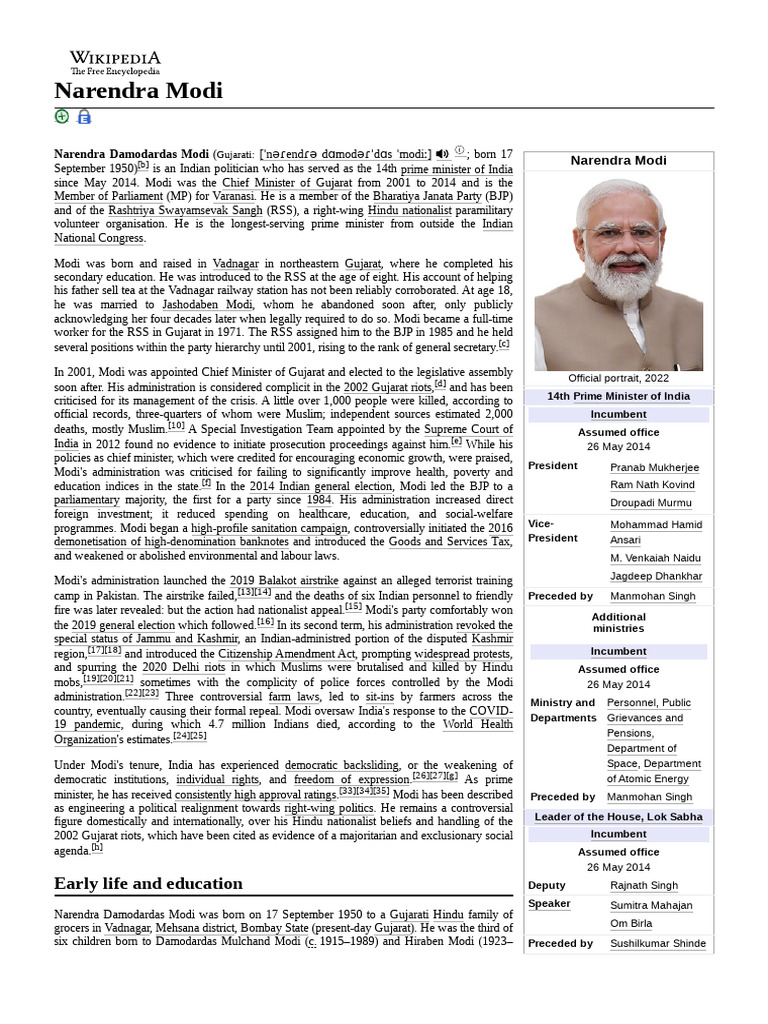 Narendra Modi | PDF | Narendra Modi | Bharatiya Janata Party