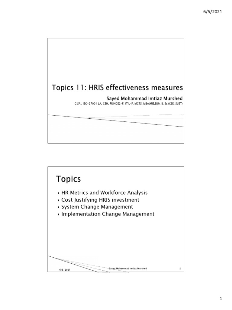 Topics 11 HRIS Effectiveness Measure | PDF