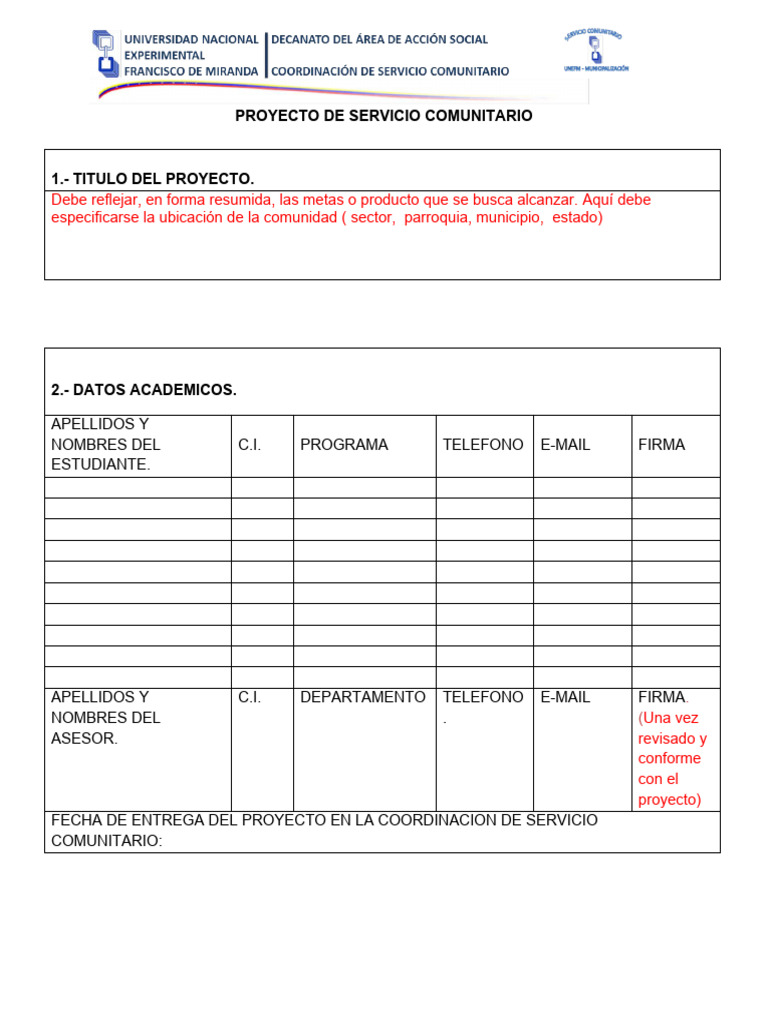 Proyecto Comunitario Formato | PDF | Institución | Población