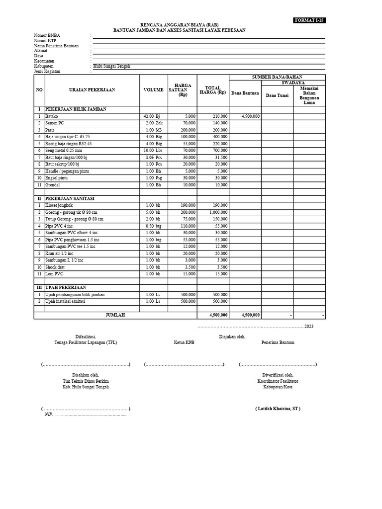 RAB Bantuan Jamban Pedesaan | PDF