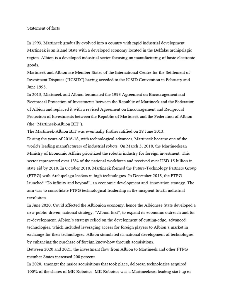 Statement of Facts | PDF | Foreign Direct Investment | Economies