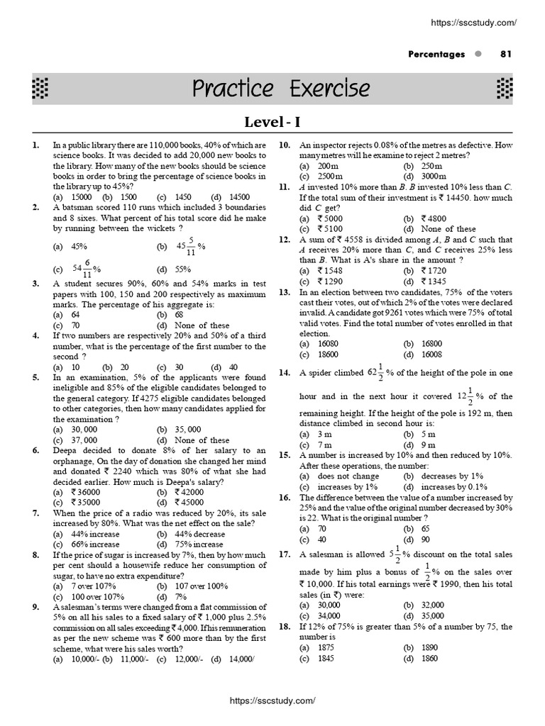 Percentage Questions | PDF | Percentage | Economies