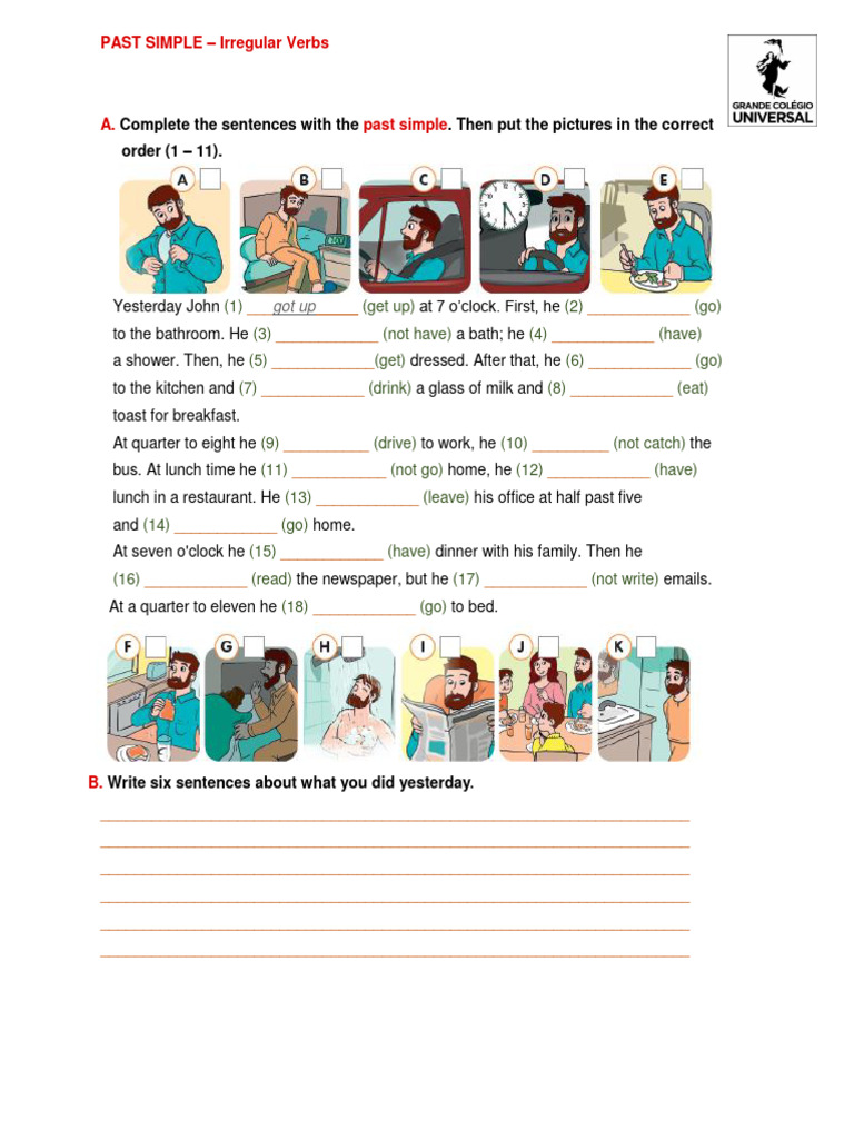 Past Simple - Irregular Verbs Worksheet With Answers | PDF