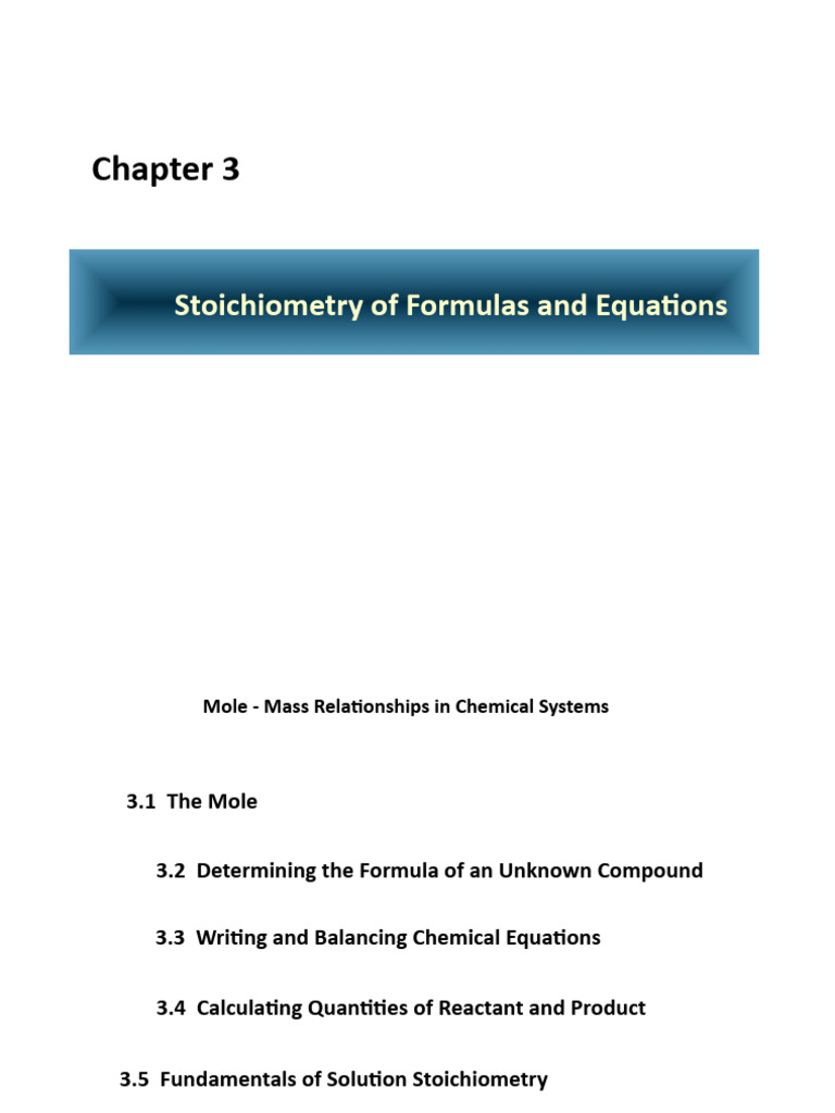 Chapter 3 Part 1 | PDF | Mole (Unit) | Stoichiometry