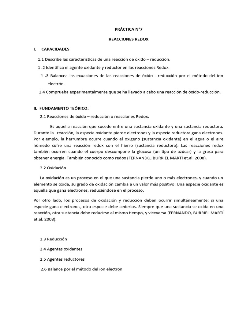 Reacciones Redox Pdf Redox Reacciones Químicas