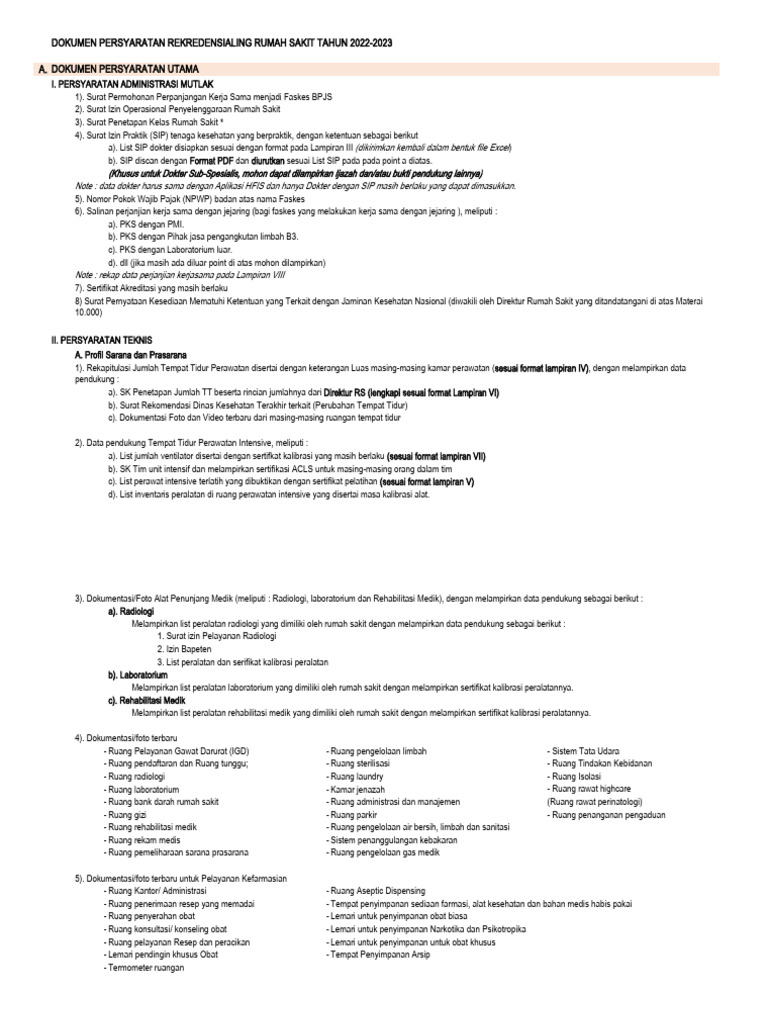 Persyaratan Rekredensialing RS 2022-2023 | PDF