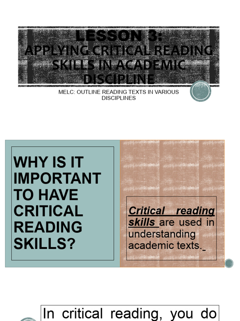 Enhancing Critical Reading Skills | PDF
