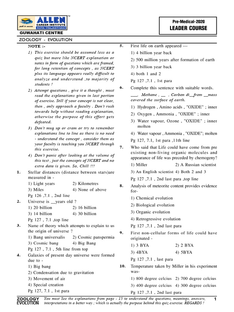 Evolution Questions | PDF | Natural Selection | Evolution