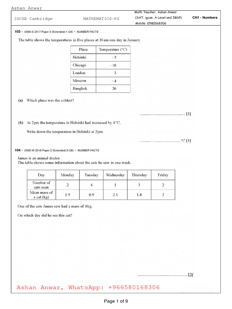 Worksheet 4 CH 1 Numbers | PDF | Educational Assessment And Evaluation | Educational Stages